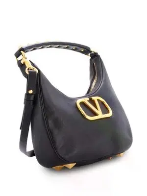 Valentino Garavani Stud Sign Zip Leather Hobo Bag - Black