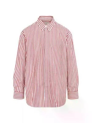 AMI Paris Vertical-stripe Cotton Shirt - Red