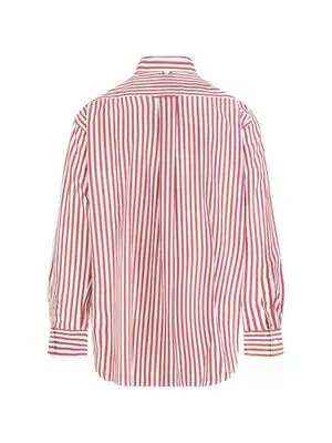AMI Paris Vertical-stripe Cotton Shirt - Red