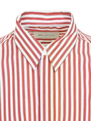 AMI Paris Vertical-stripe Cotton Shirt - Red