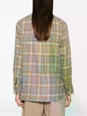 A.SHIRT MILANO Slim Check-pattern Curved-hem Shirt