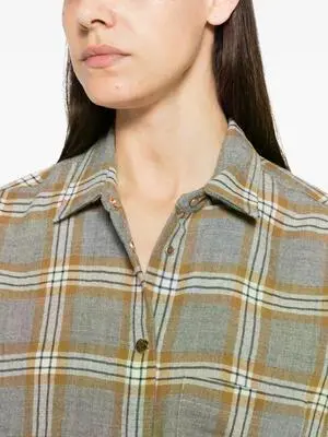 A.SHIRT MILANO Slim Check-pattern Curved-hem Shirt