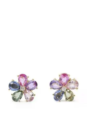 BVLGARI 2010s Flower Contrail Sapphire Earrings - Gold