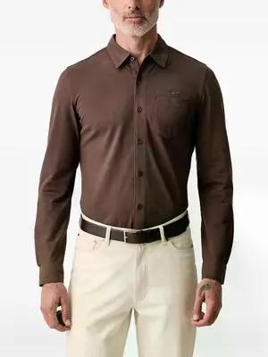 AERONAUTICA MILITARE Logo-embroidered Chest-pocket Shirt - Brown