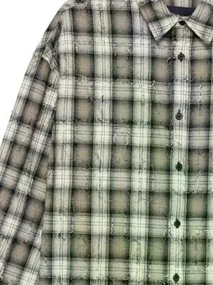 JUUN.J Distressed Check Shirt - Neutrals