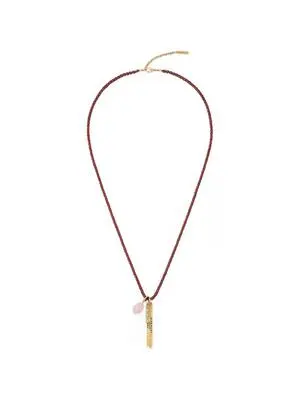 Givenchy Tape Long Necklace In Agate, Metal And Quartz - Red