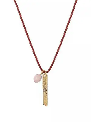 Givenchy Tape Long Necklace In Agate, Metal And Quartz - Red