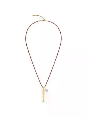Givenchy Tape Long Necklace In Agate, Metal And Quartz - Red