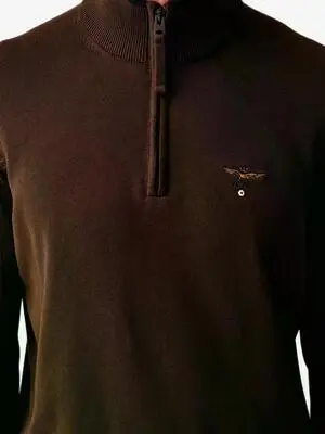 AERONAUTICA MILITARE Logo-embroidered Quarter-zip Sweater