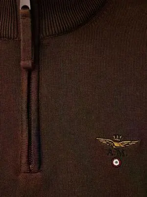 AERONAUTICA MILITARE Logo-embroidered Quarter-zip Sweater