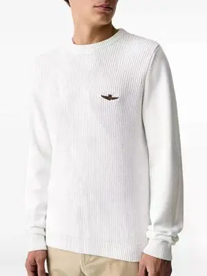 AERONAUTICA MILITARE Logo-embroidered Ribbed-knit Sweater