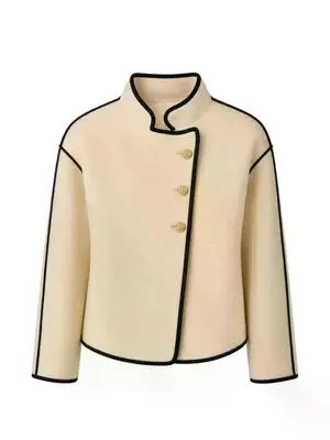 Alice + Olivia Pearson Contrast-trim Collarless Jacket - Neutrals