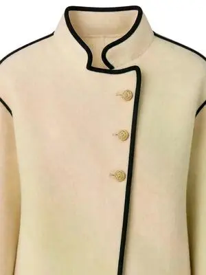 Alice + Olivia Pearson Contrast-trim Collarless Jacket - Neutrals