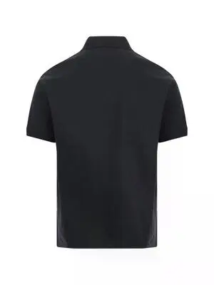 Emporio Armani Chevron-patterned Cotton Polo Shirt - Black