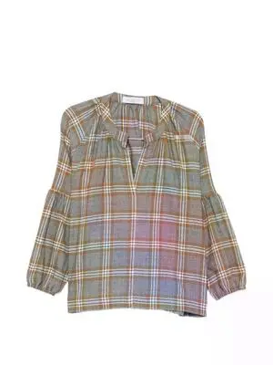 A.SHIRT MILANO Marella Check-pattern Puff-sleeve Blouse