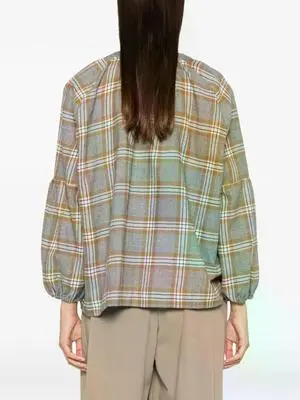 A.SHIRT MILANO Marella Check-pattern Puff-sleeve Blouse