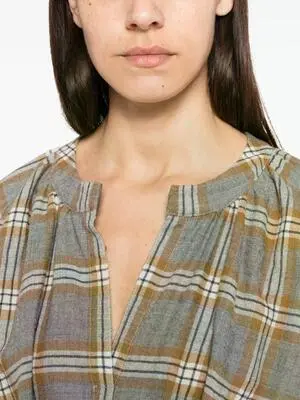 A.SHIRT MILANO Marella Check-pattern Puff-sleeve Blouse