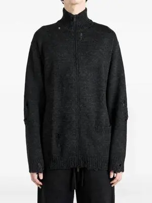 Yohji Yamamoto Distressed Zip-up Sweater