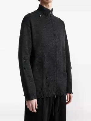 Yohji Yamamoto Distressed Zip-up Sweater