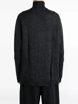 Yohji Yamamoto Distressed Zip-up Sweater