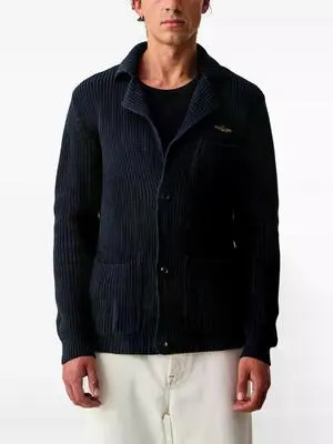 AERONAUTICA MILITARE Ribbed-knit Patch-pocket Cardigan
