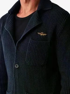 AERONAUTICA MILITARE Ribbed-knit Patch-pocket Cardigan