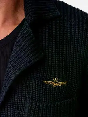AERONAUTICA MILITARE Ribbed-knit Patch-pocket Cardigan