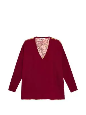 Malìparmi Floral-panel V-neck Sweater