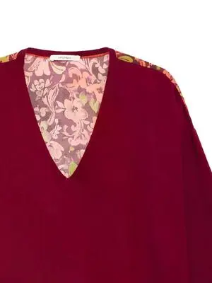 Malìparmi Floral-panel V-neck Sweater - Red