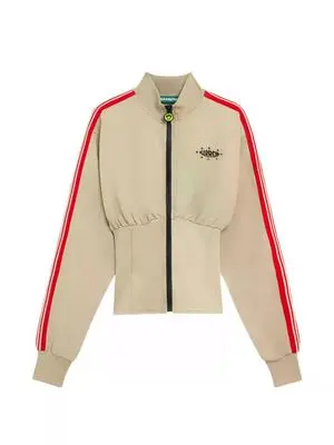 BARROW Side-stripe Corset-waist Zip-up Sweatshirt - Neutrals