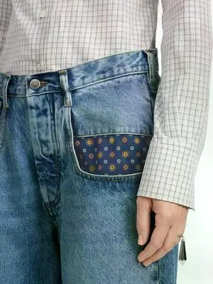 MAISON MARGIELA Paisley-panelled Straight-leg Jeans