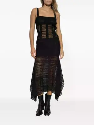 Alexander McQueen Asymmetric Lace-knit Midi Dress