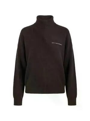 Peserico Roll-neck Ribbed-knit Sweater - Brown