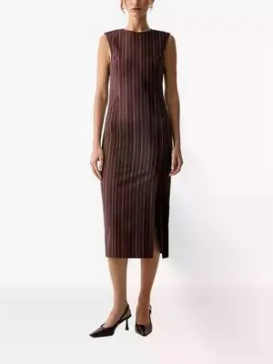 Patrizia Pepe Pinstripe-pattern Sleeveless Midi Dress - Brown