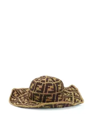 Fendi Patterned Crochet Hat - Brown