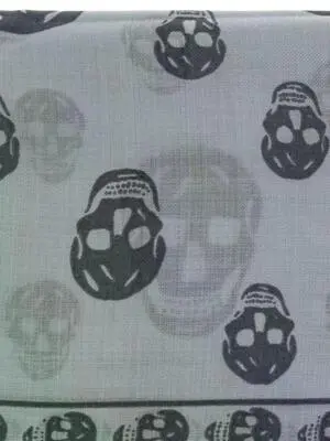 Alexander McQueen Skull-print Raw-edge Scarf - Blue