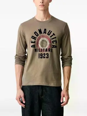 AERONAUTICA MILITARE Logo-print Long-sleeve T-shirt - Neutrals