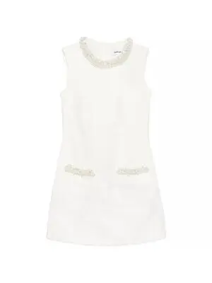 SELF-PORTRAIT Faux-pearl Embellished Bouclé Mini Dress - White