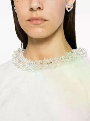 SELF-PORTRAIT Faux-pearl Embellished Bouclé Mini Dress - White