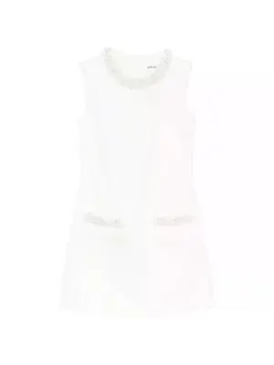 SELF-PORTRAIT Faux-pearl Embellished Bouclé Mini Dress - White