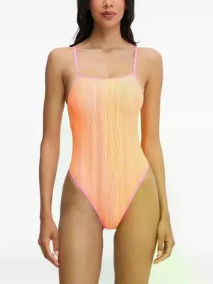 Nike Striped Scoop-neck Swimsuit
