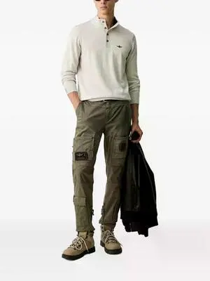 AERONAUTICA MILITARE Logo-embroidered Button-up Sweater - Neutrals