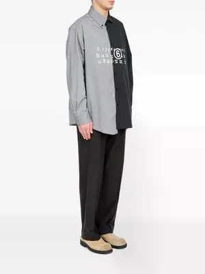MAISON MARGIELA Logo-print Panelled Shirt - Black