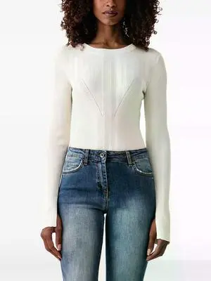 Patrizia Pepe Ribbed-knit Fly Sweater - Neutrals