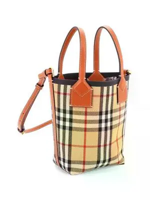 Burberry London Tote Vintage Check Canvas Mini Shoulder Bag
