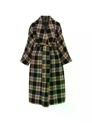 Kenzo Check Belted Coat - Black