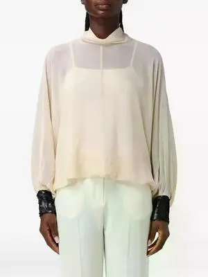 HANITA Sequin-cuff High-neck Top