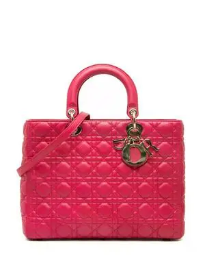 Dior 2013 Large Lambskin Cannage Lady Satchel - Pink