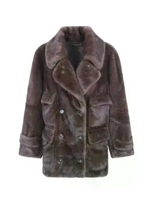 DRHOPE Double-breasted Faux-fur Coat - Brown