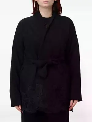 Fabiana Filippi Platinum Lace-trim Belted Cardigan